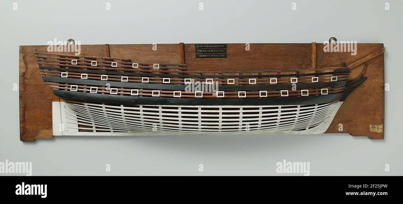 Half model or a 68-gun ship of the line.Polychromed mold model ...