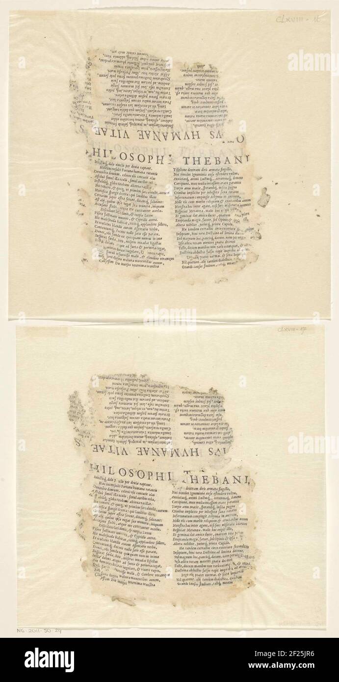 Two fragments of text at a Cebes scene print; Tabula Cebetis Carta ...