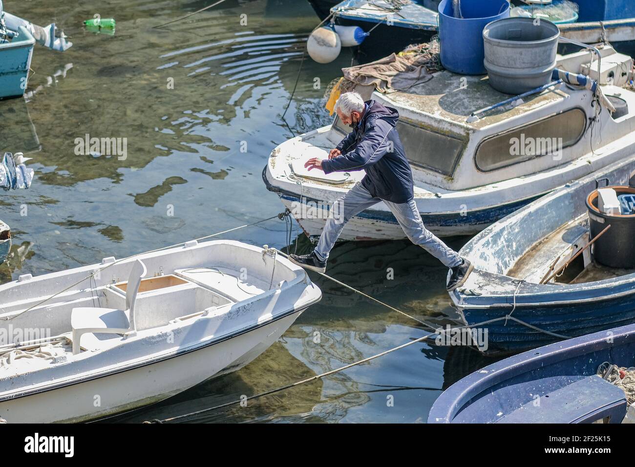 The rise in the ground due to bradyseism, a seismic phenomenon typical ...