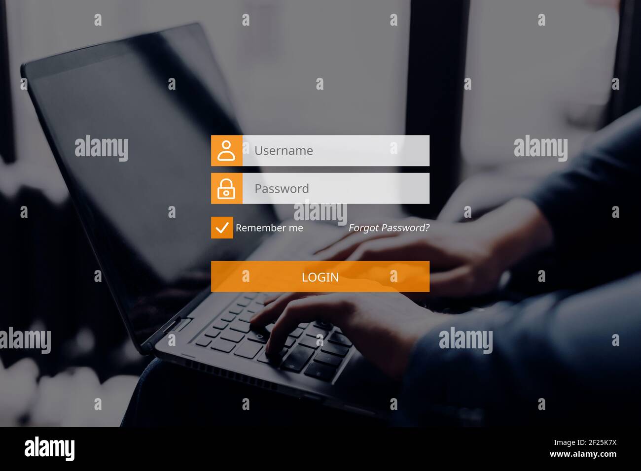 Concept of authorization or login against the background of a ...