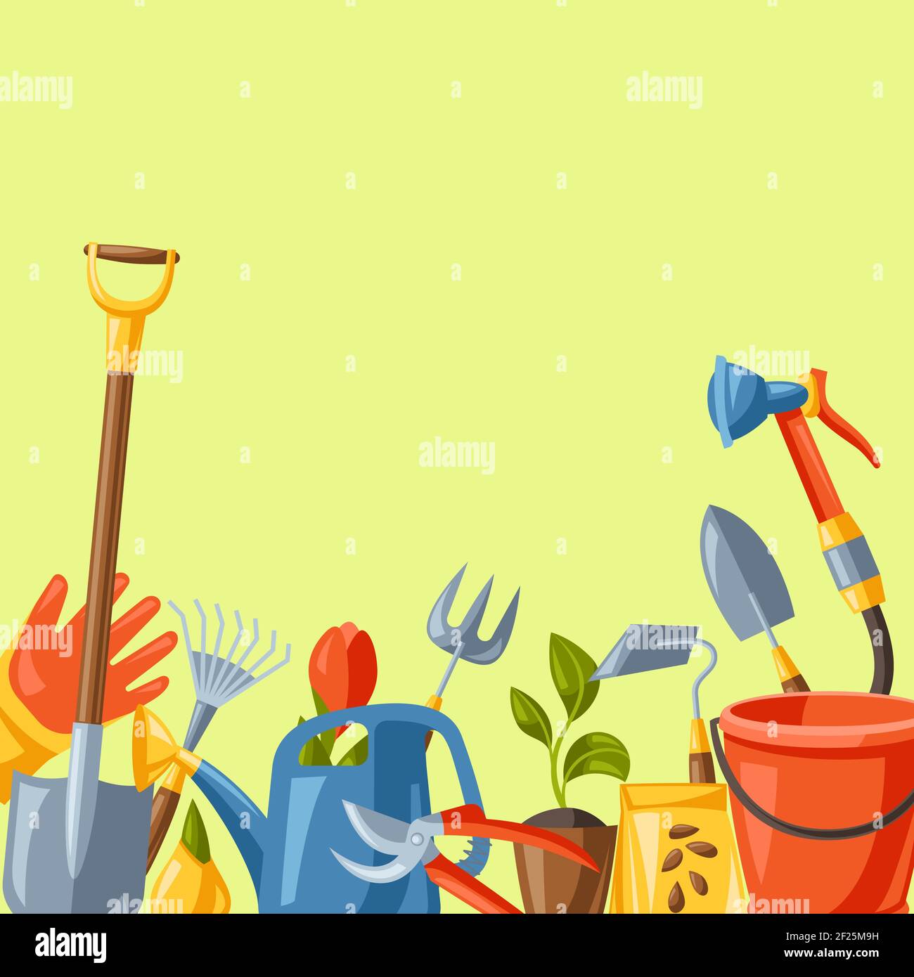 Background with garden tools and equipment Stock Vector Image & Art - Alamy