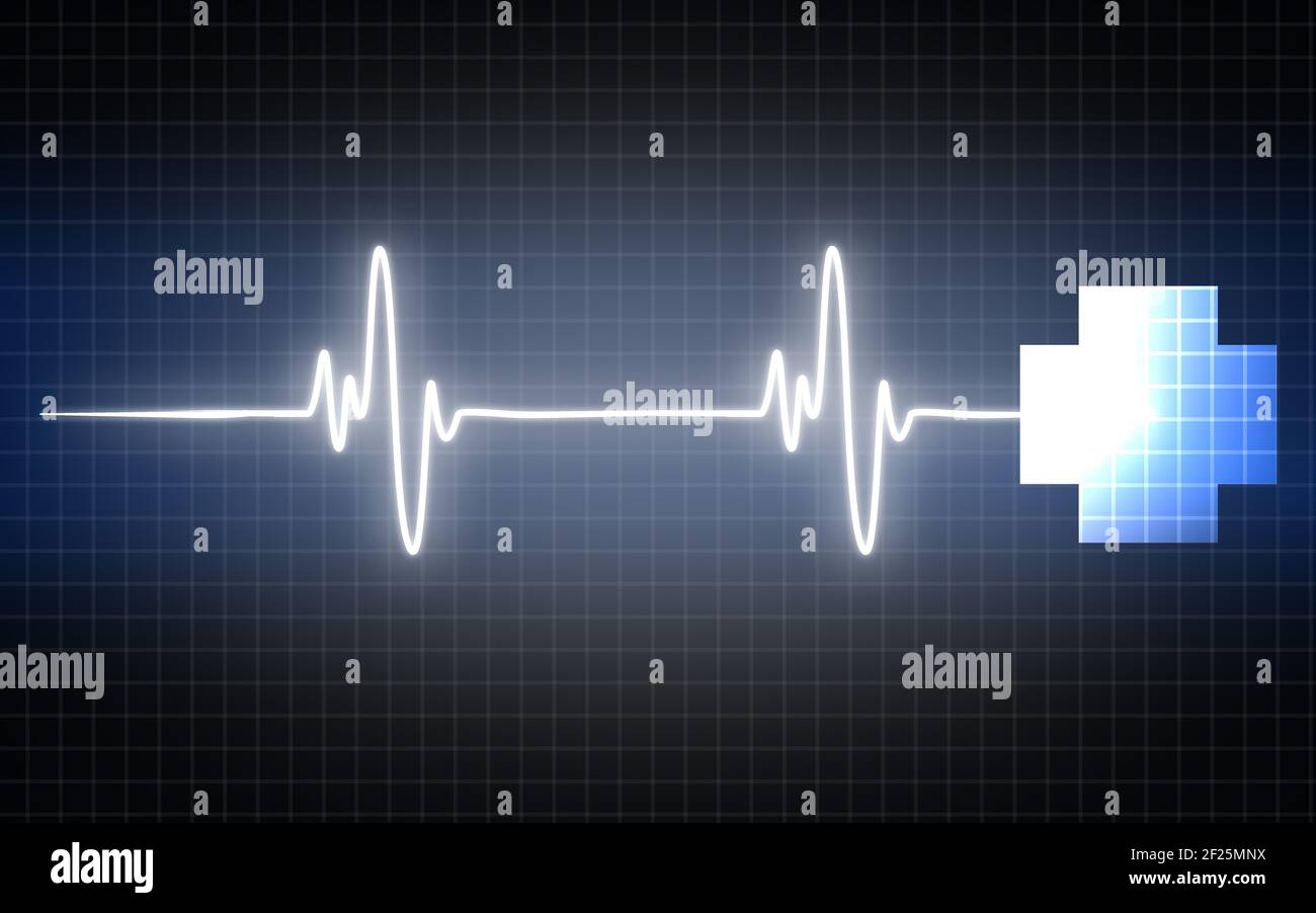 A 3D rendering of a heartbeat sign with medical cross Stock Photo - Alamy