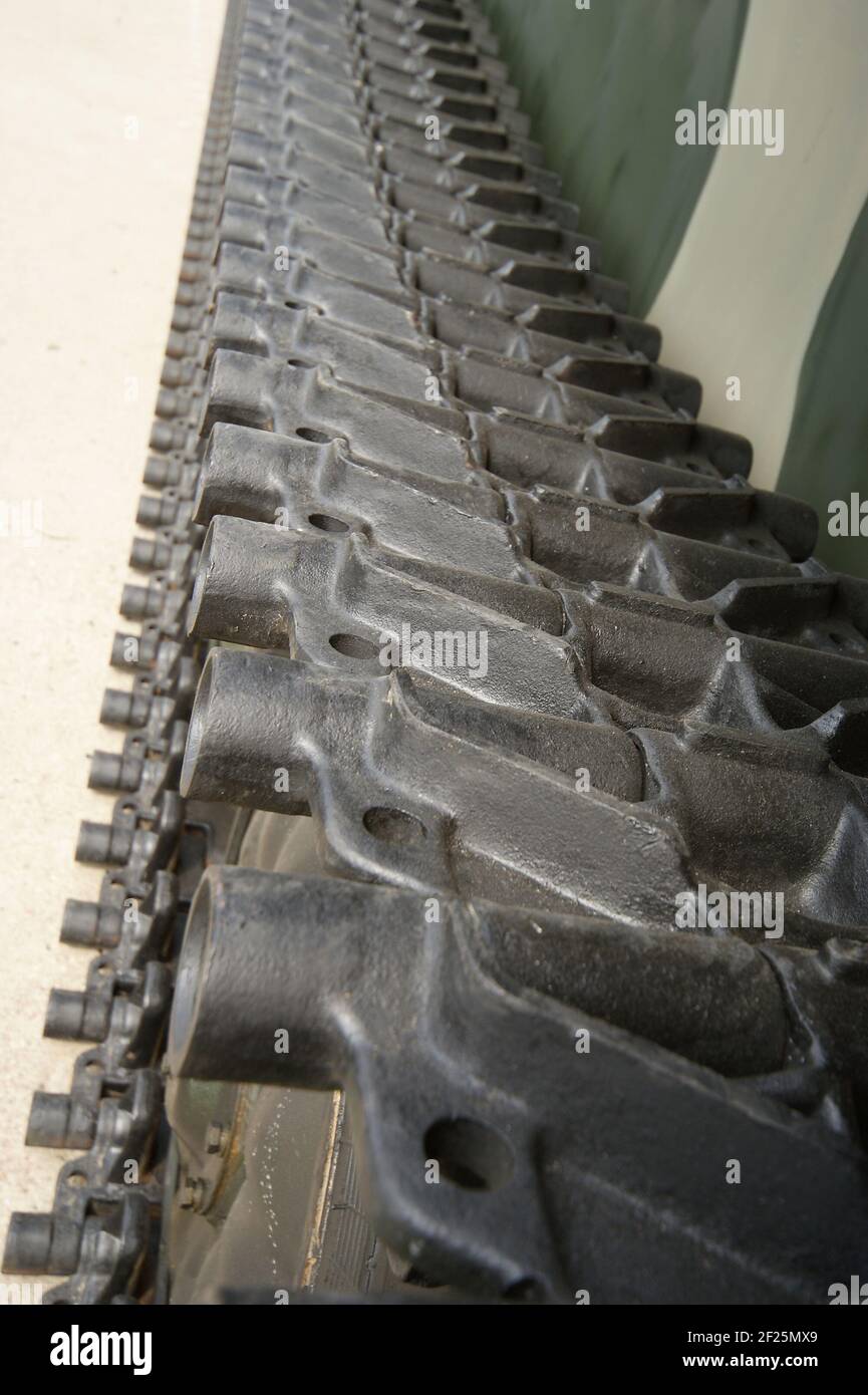tracks of the modern Russian army tank close Stock Photo - Alamy