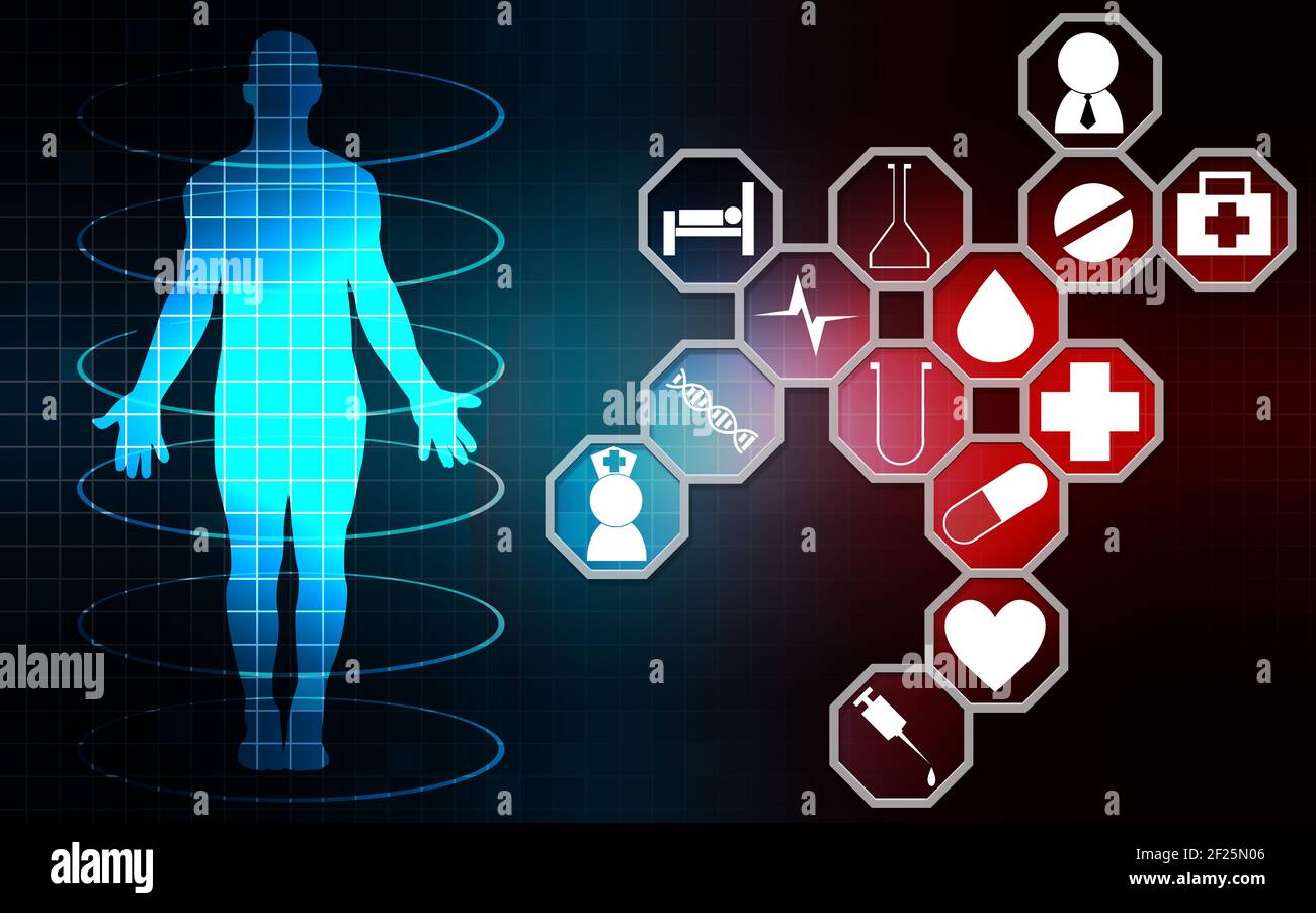 A 3D rendering of medical icons with human body Stock Photo - Alamy