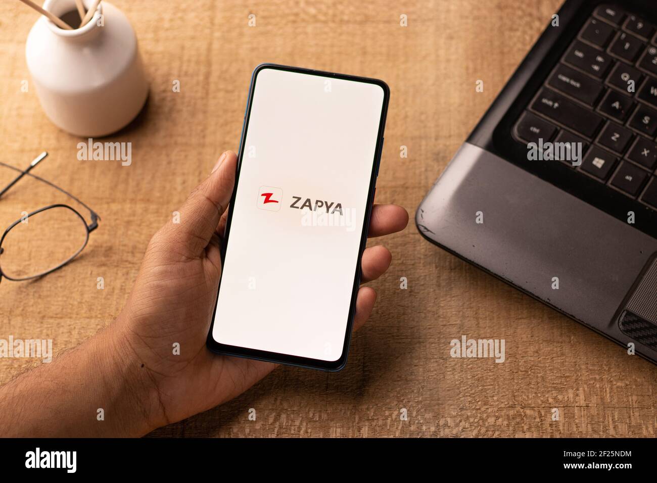 Assam, india - March 10, 2021 : Zapya logo on phone screen stock image ...