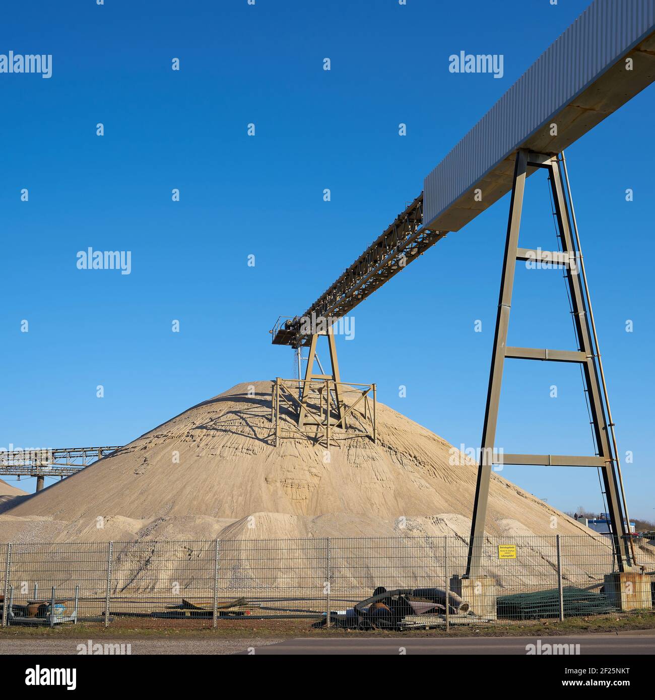 Conveyor belt and extracted sand in a gravel plant in the north of the ...