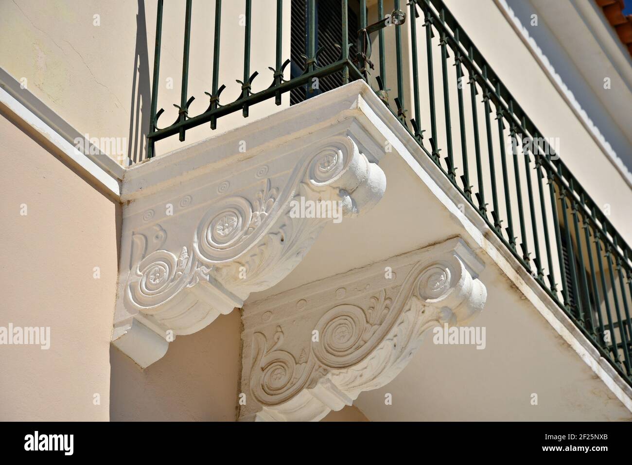 Neoclassical house Ionic sculpted marble balcony with custom crafted ...