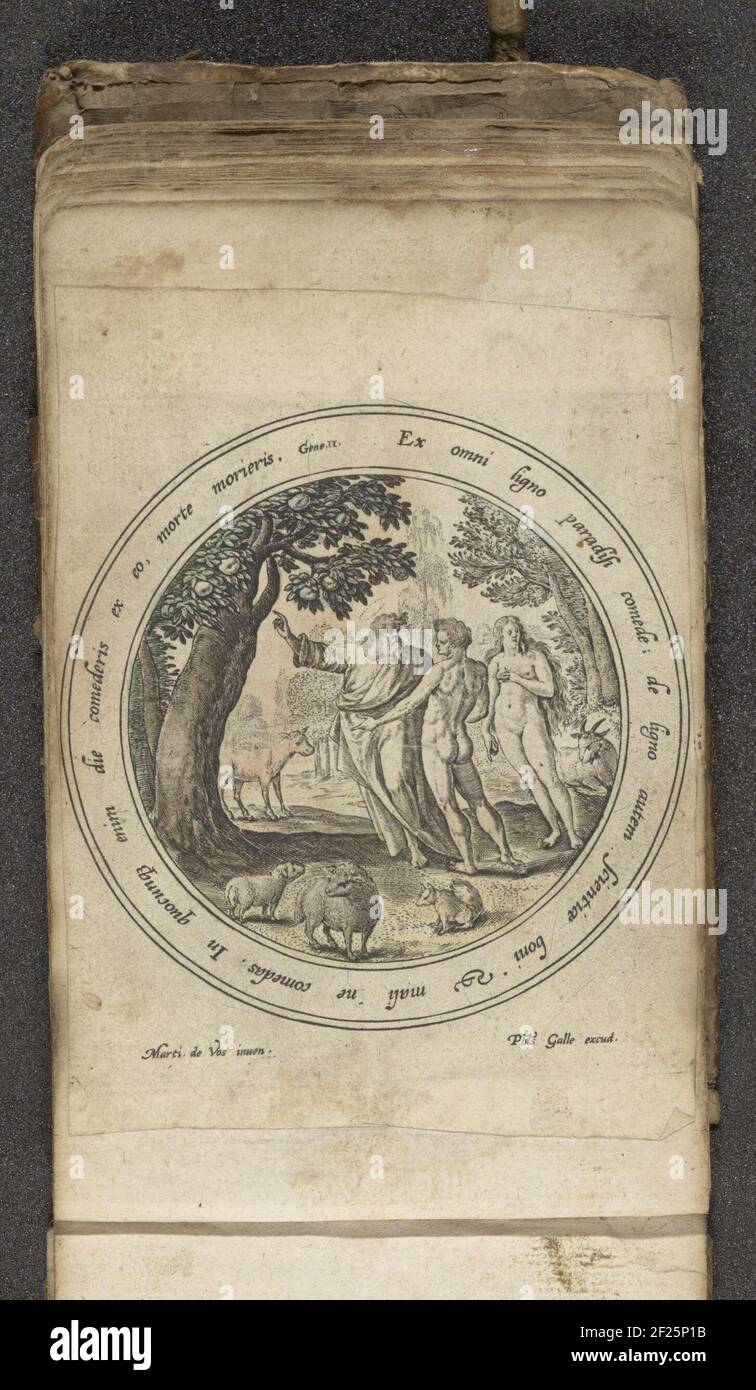 Verzoeking van Adam en Eva in het paradijs; Geschiedenis van Adam en ...