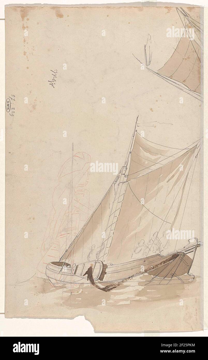 Sketch of a sailing barge Stock Photo - Alamy
