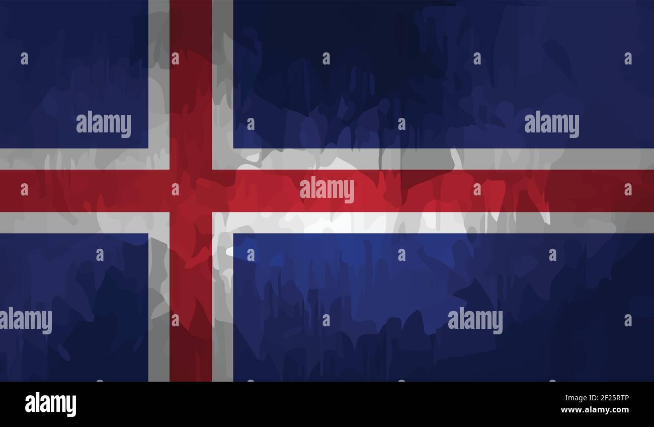 Iceland flag. Icelandic banner with scratched texture, grunge Stock ...