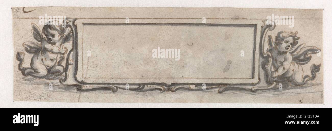 Cartouche with two putti.design for a print Stock Photo - Alamy
