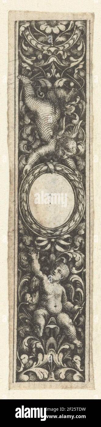 Strip with two putti; Designs for goldsmiths.Putti on Both sides of an ...