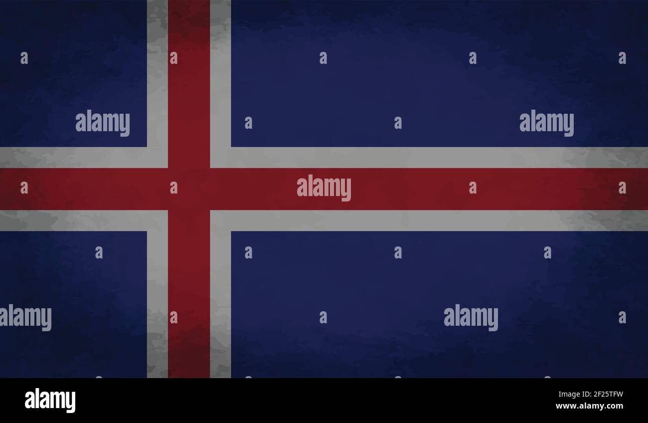 Iceland flag. Icelandic banner with scratched texture, grunge Stock ...