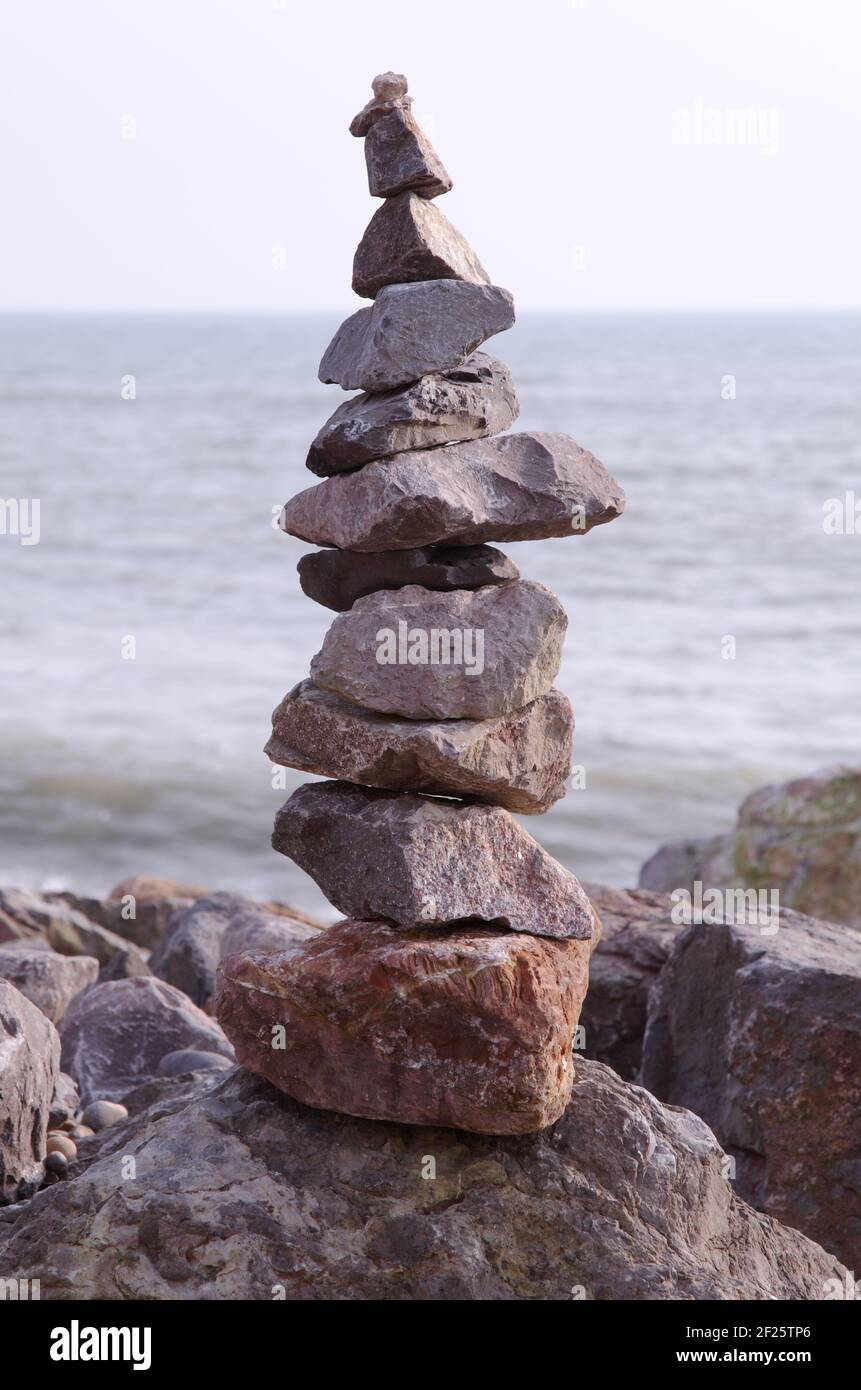 Cairn of stones on beach hi-res stock photography and images - Alamy