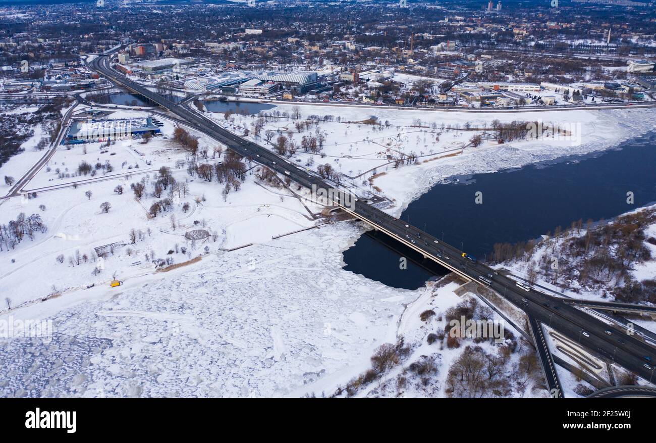 Aerial highway view on winters hi-res stock photography and images - Alamy