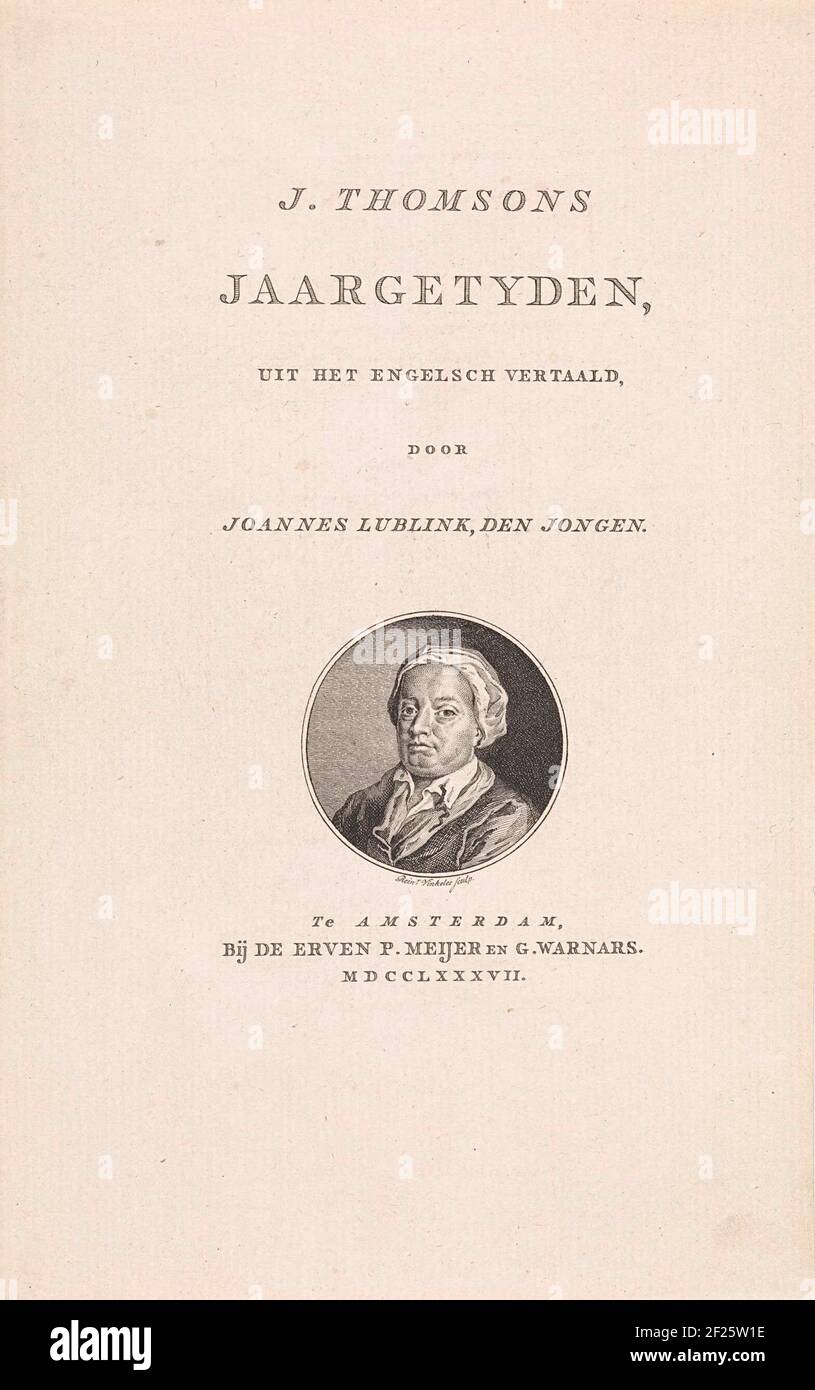 Portrait of James Thomson; Title page for: J.Thomson, SailyTide, 1787 ...
