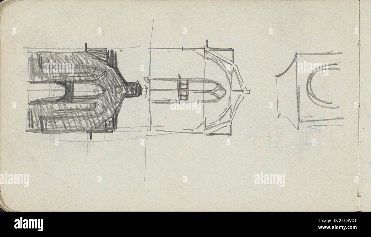 Three designs for the exterior of a church.Leaf 30 verso from a ...