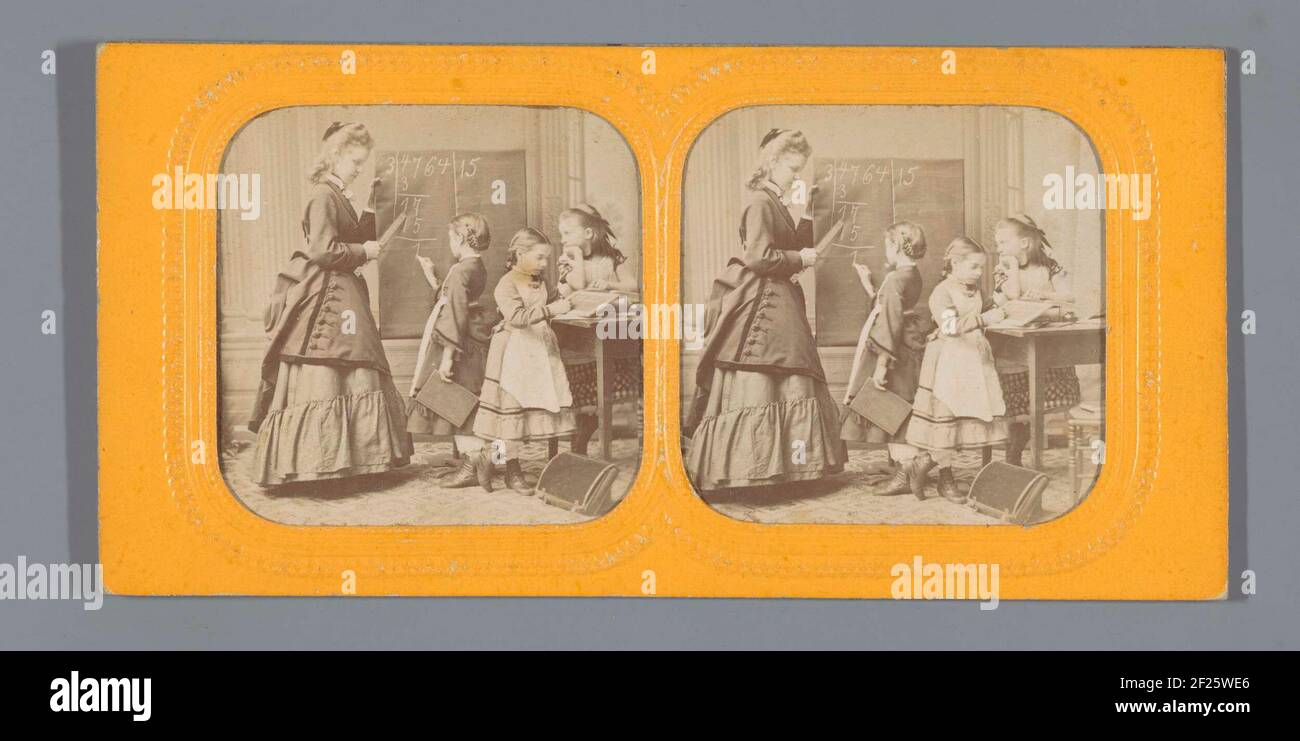 Three girls and teacher in school class Stock Photo - Alamy