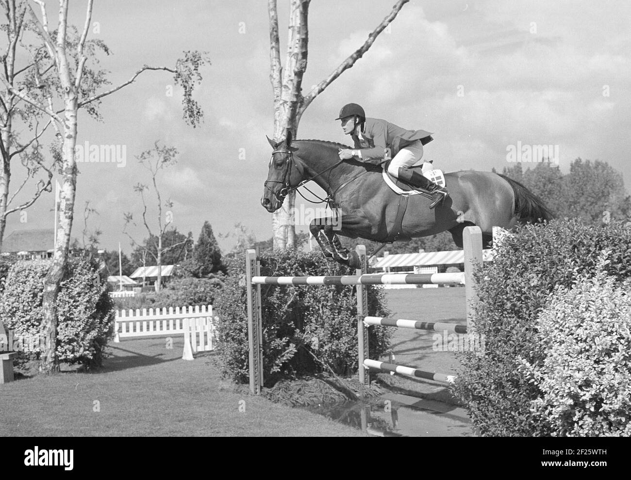 Equestrian horse jumping championships Black and White Stock Photos ...