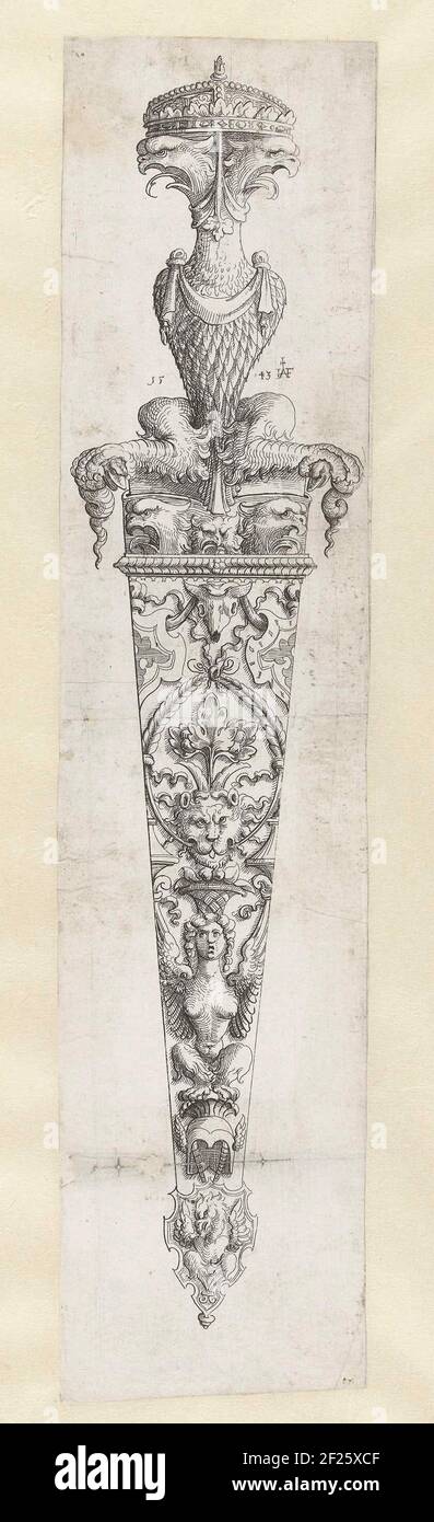 Design for dagger in sheath with grotesken. Design for a dagger and ...