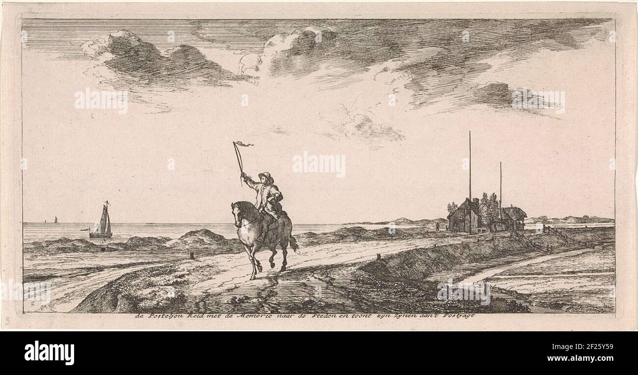 The postman drives his horse along the beach. He signals to a passing ...