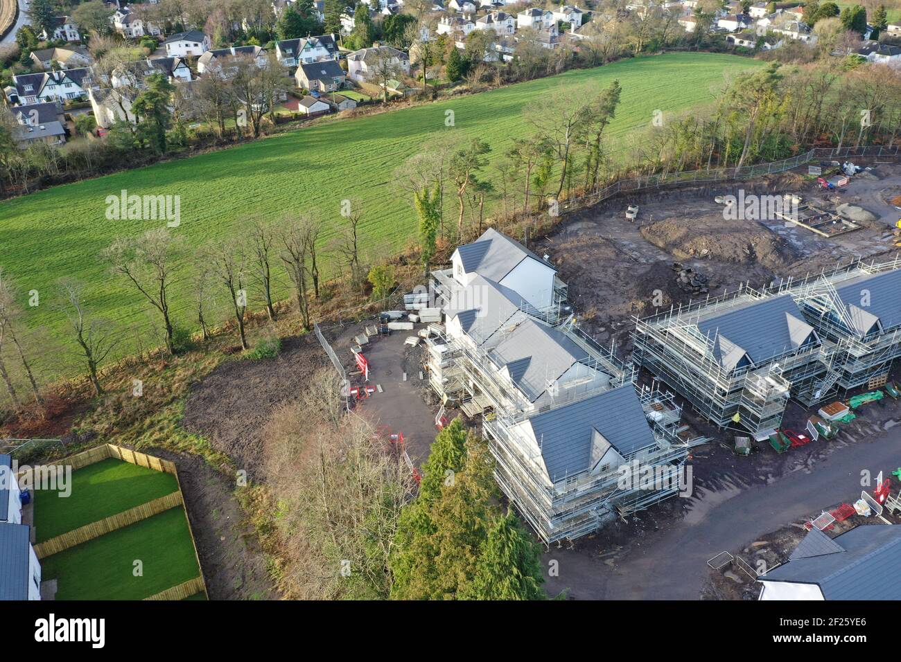 House development construction site in progress aerial view Stock Photo ...