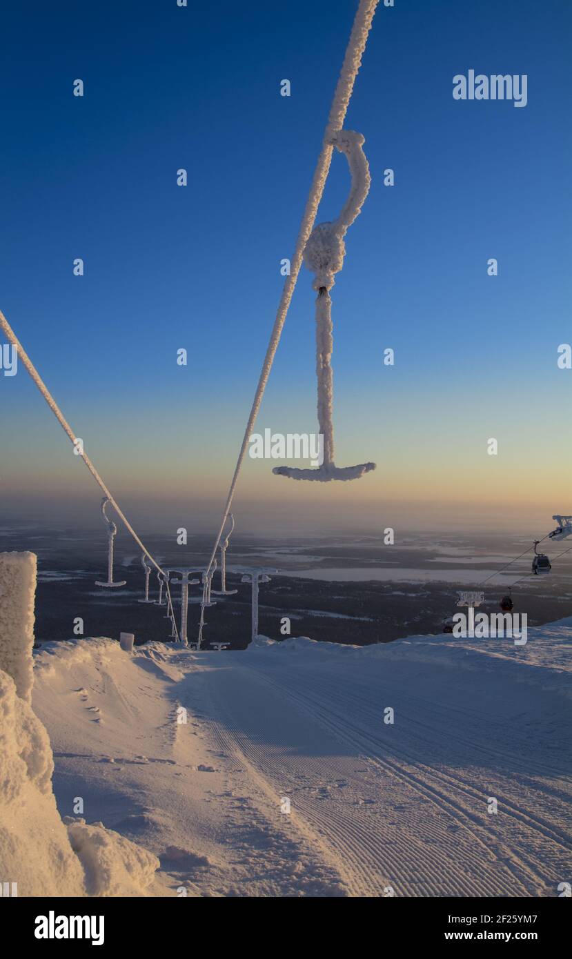 Frozen Ski Dag Lift, Yllas, Finland Stock Photo - Alamy