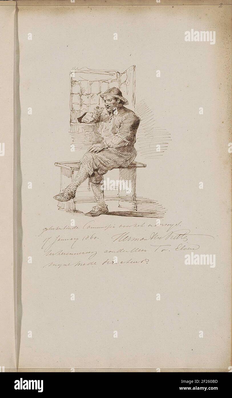 Piping man at an open window.Leaf 2 Recto from a Collective album with ...