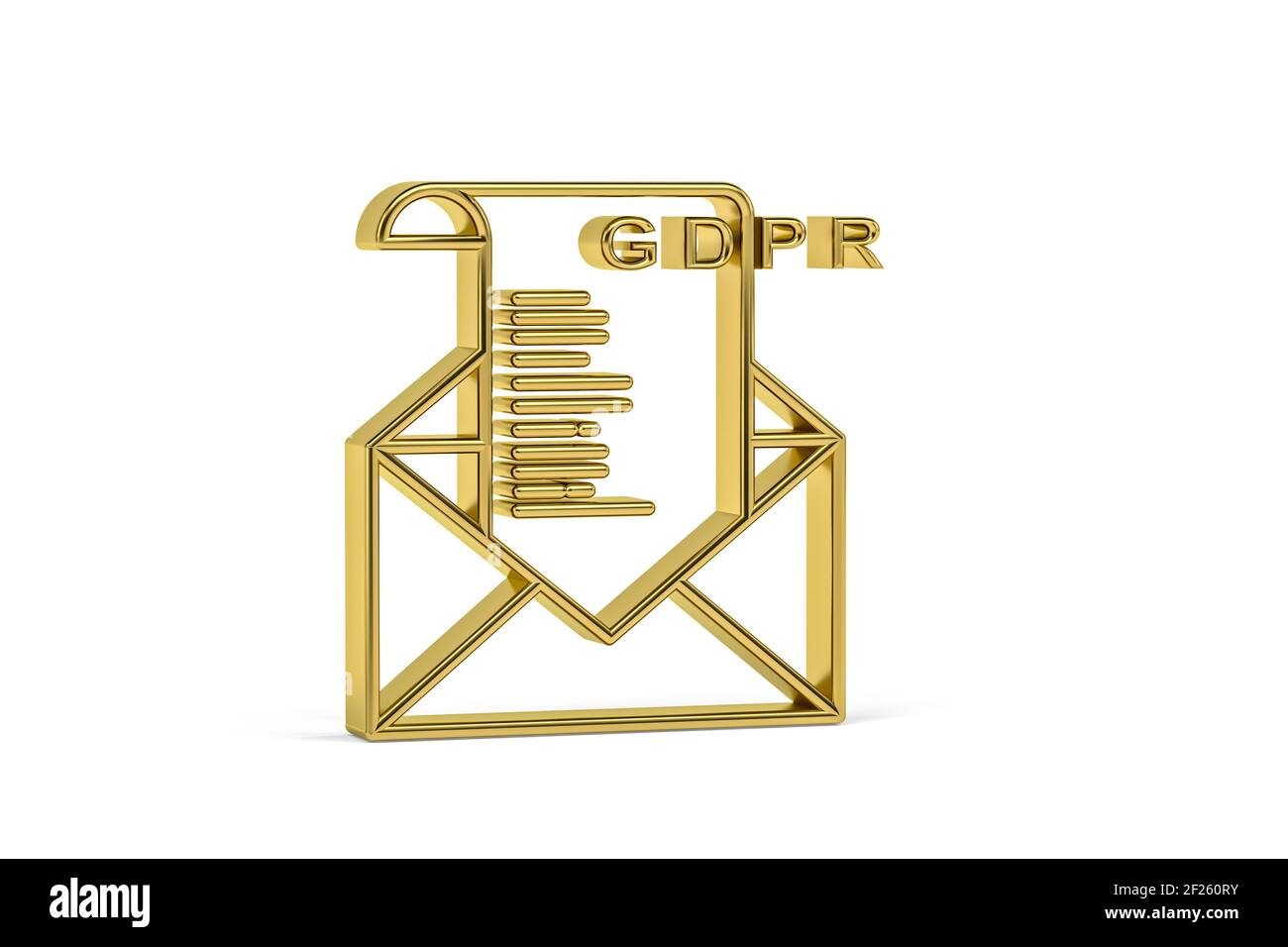 Golden 3d GDPR letter icon isolated on white background - 3D render ...
