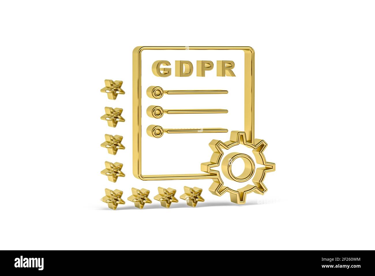 Golden 3d GDPR file settings icon isolated on white background - 3D ...