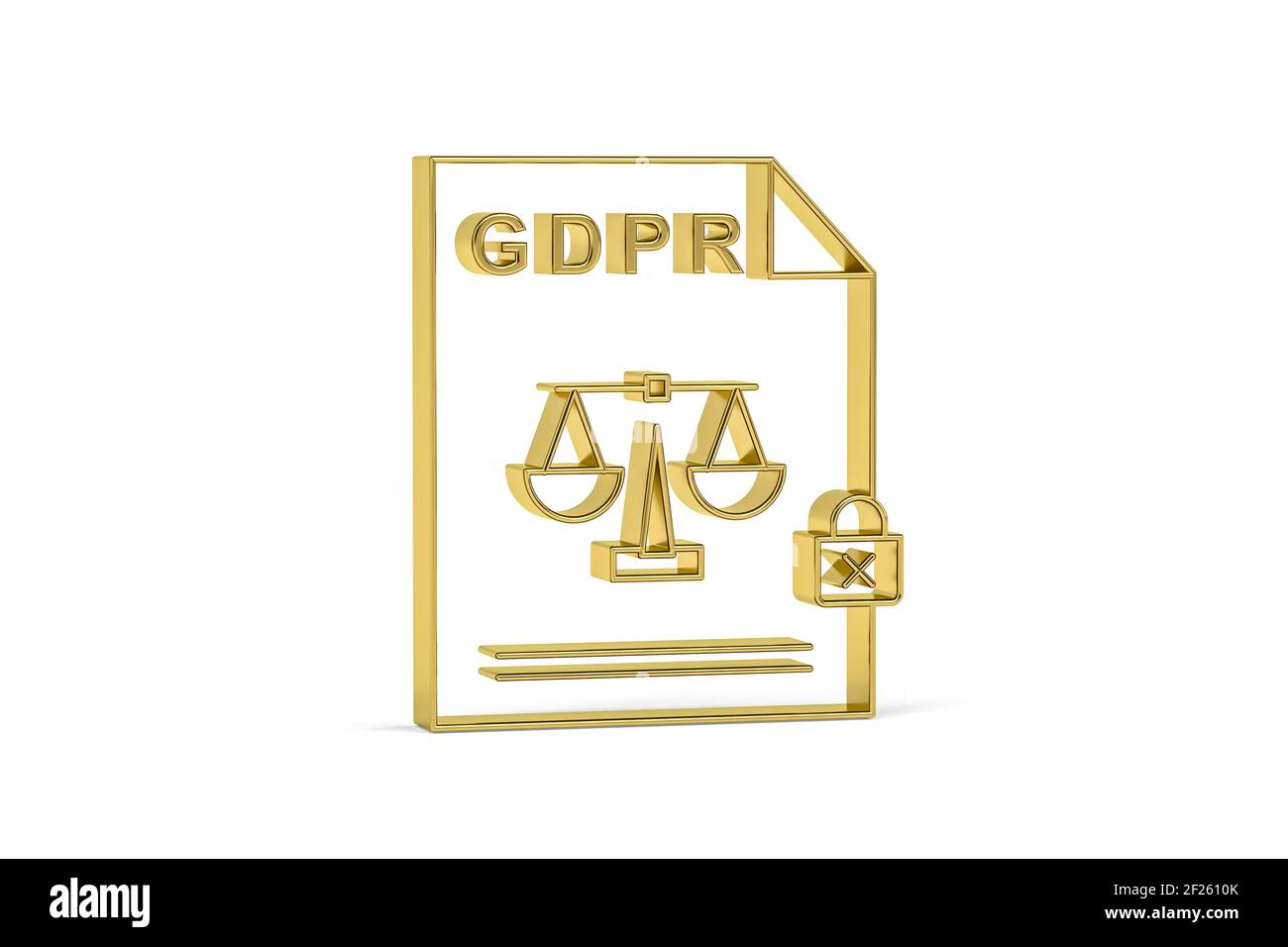 Golden 3d GDPR document settings icon isolated on white background - 3D ...