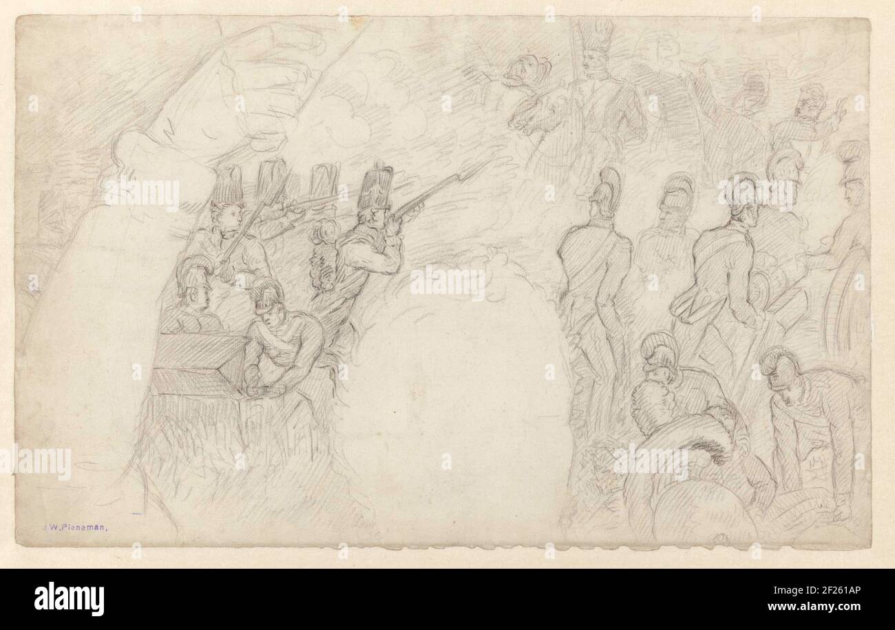 Study for The Battle of Waterloo.Around the empty spaces for the arm ...
