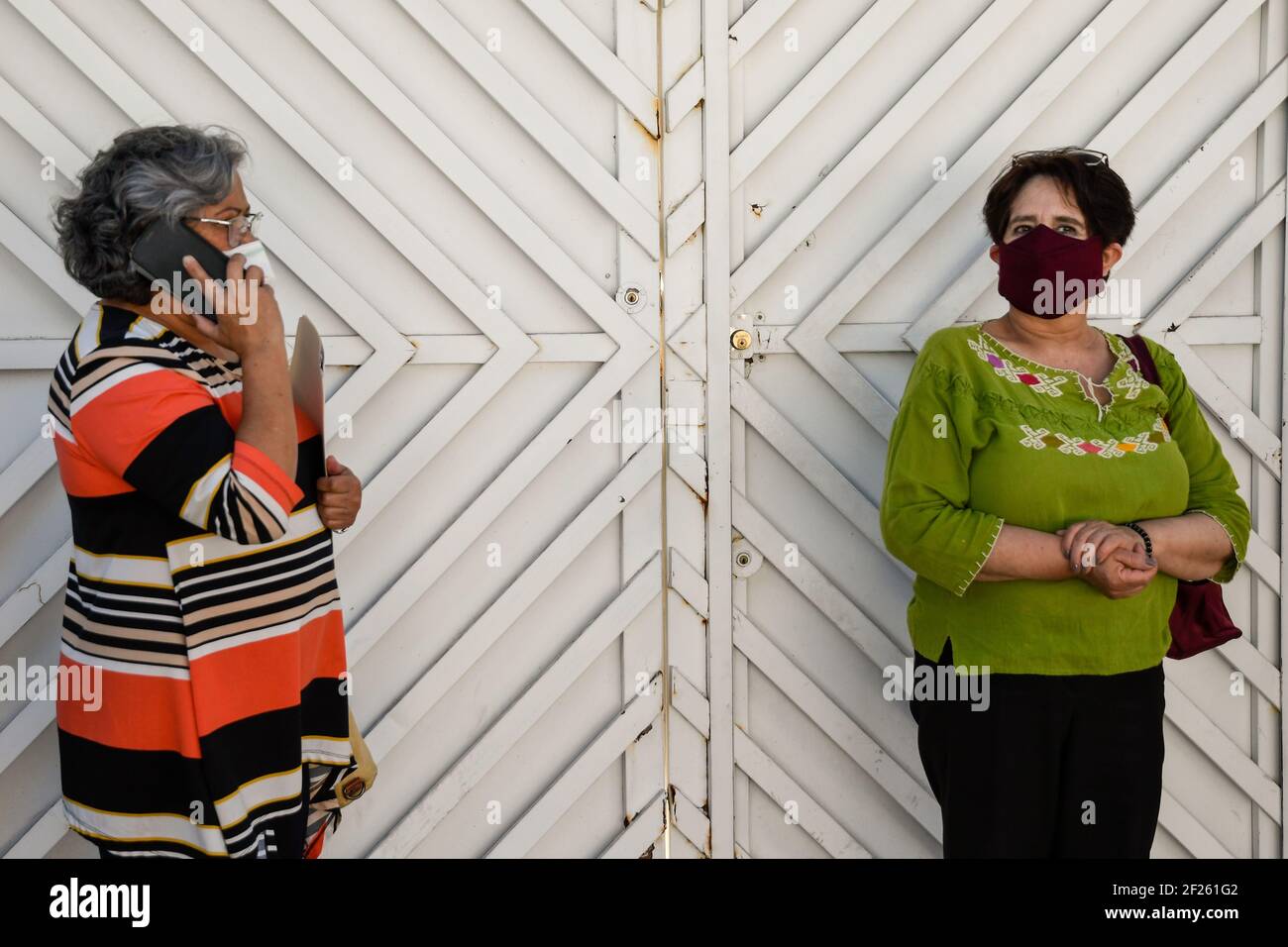 TOLUCA, MEXICO - MARCH 9: A person, waits in the queue before can pass ...