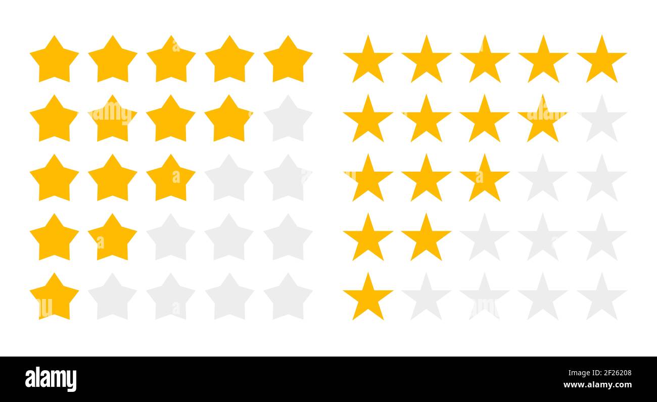 Five star rating template. Flat illustration isolated on white Stock ...