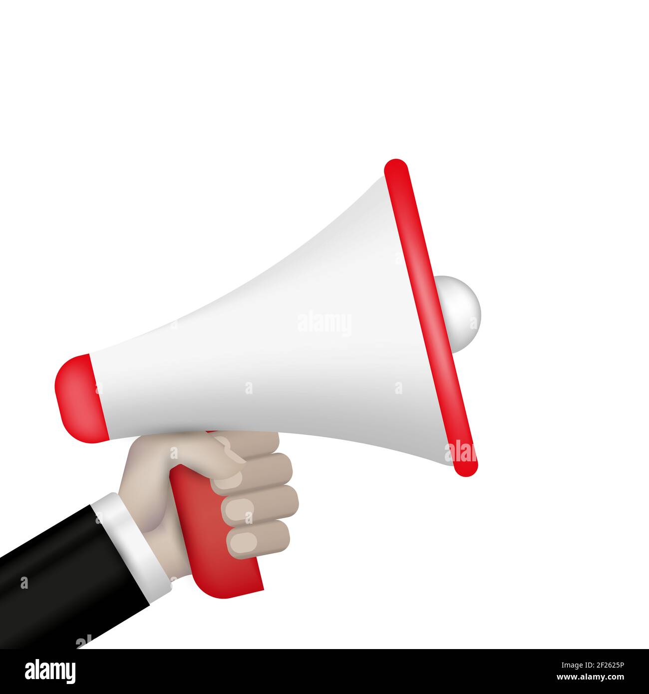 Hand with megaphone. 3D illustration isolated on white Stock Photo - Alamy