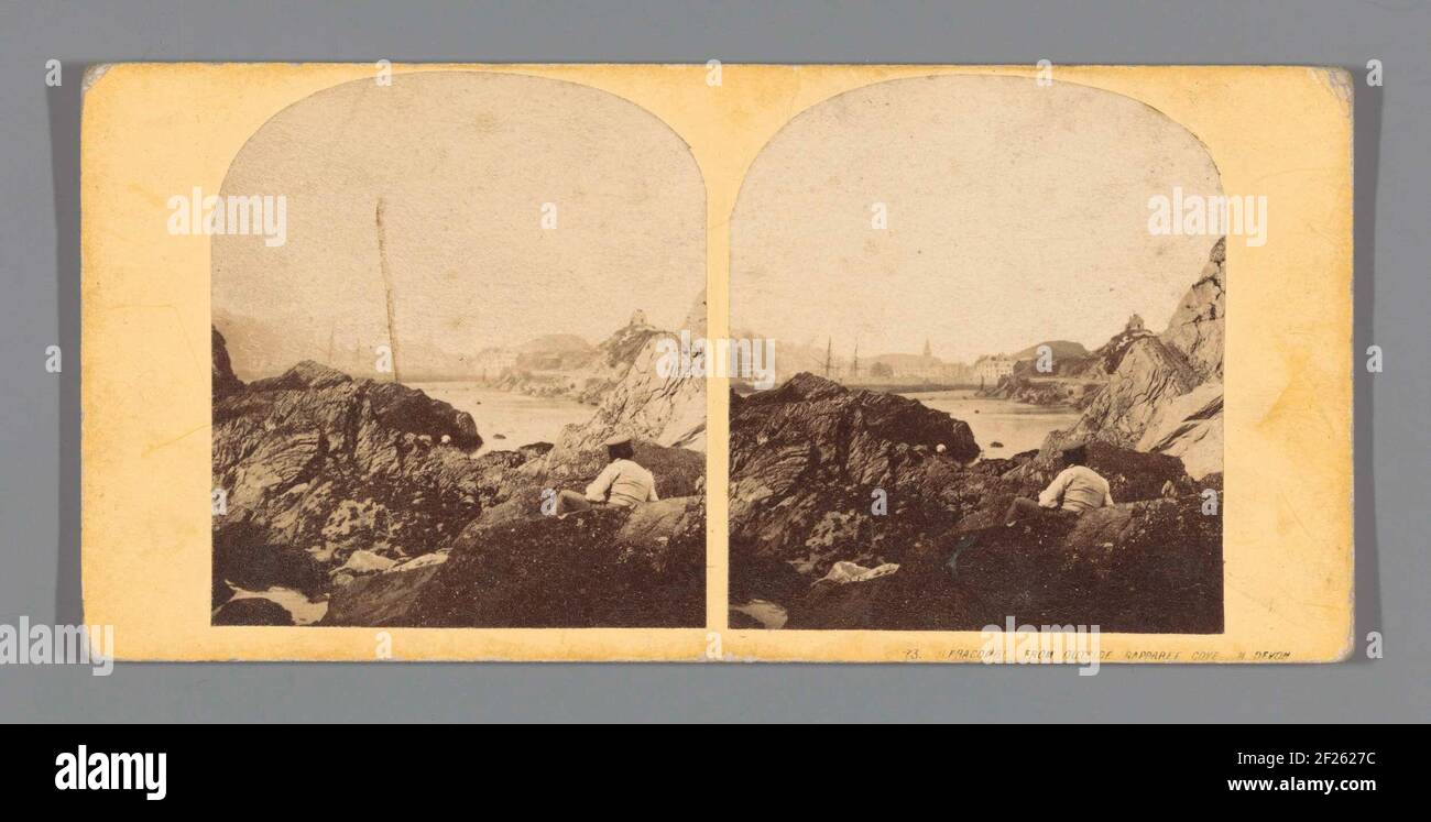 Rocks along the Devon Coast, with Ilfracombe background; Ilfracombe ...