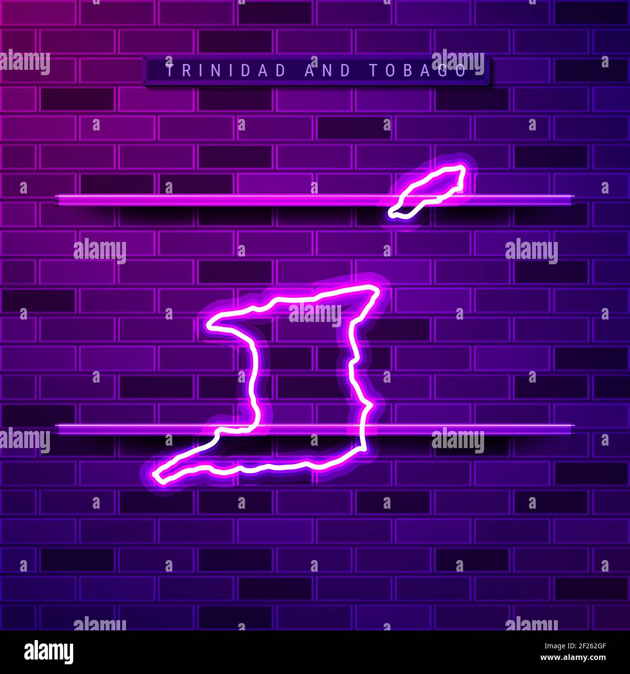Trinidad and Tobago map glowing neon lamp sign. Realistic illustration ...