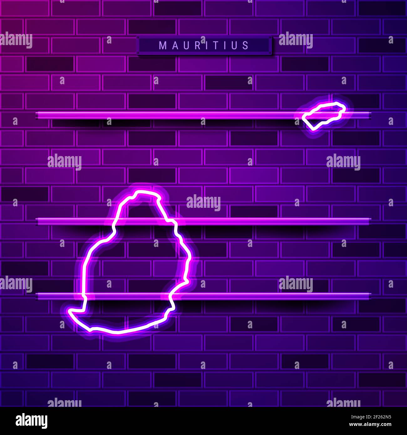 Mauritius map glowing neon lamp sign. Realistic illustration. Country ...