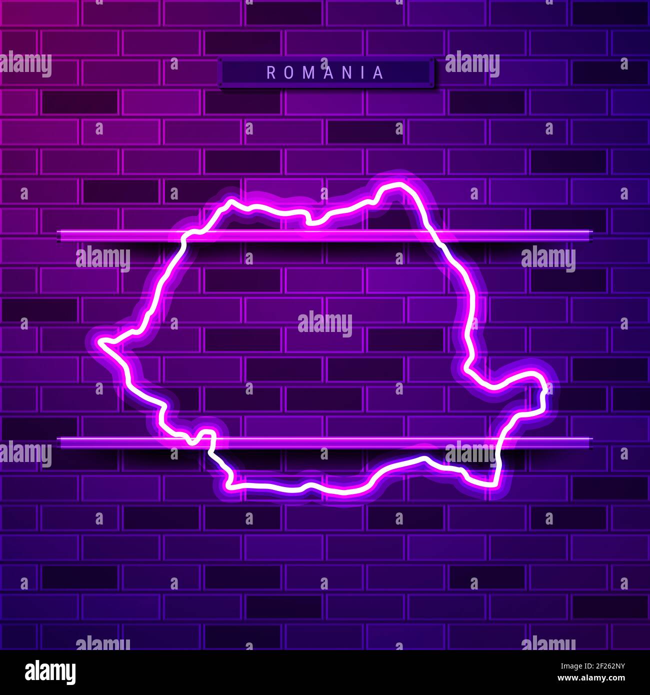Romania map glowing neon lamp sign. Realistic illustration. Country ...
