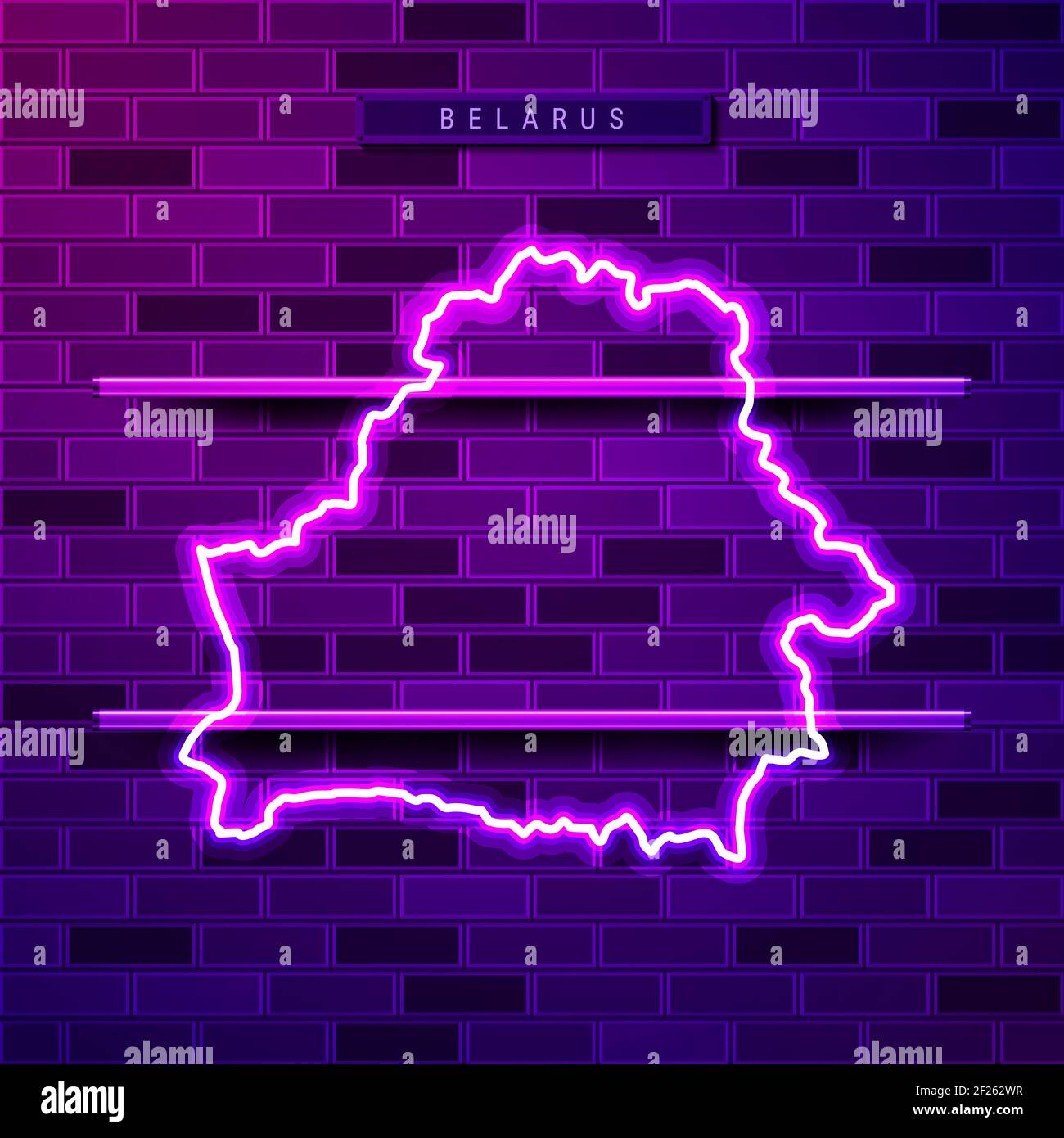 Belarus map glowing neon lamp sign. Realistic illustration. Country ...
