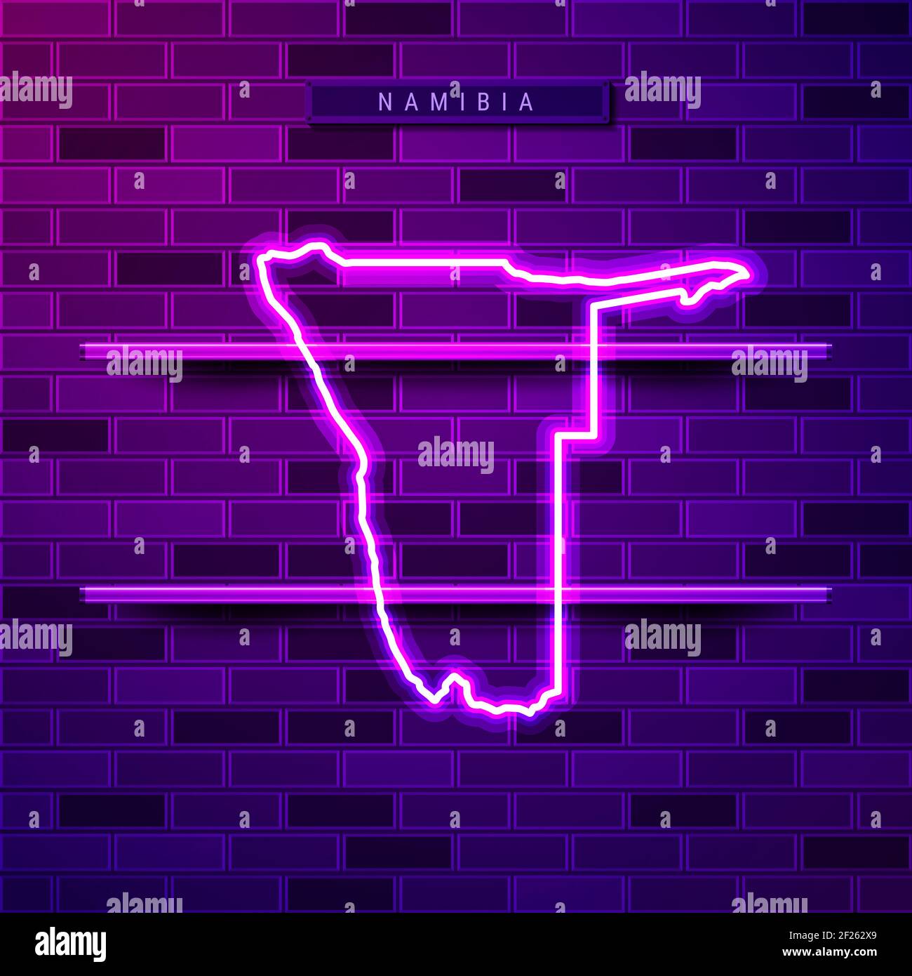 Namibia map glowing neon lamp sign. Realistic illustration. Country ...