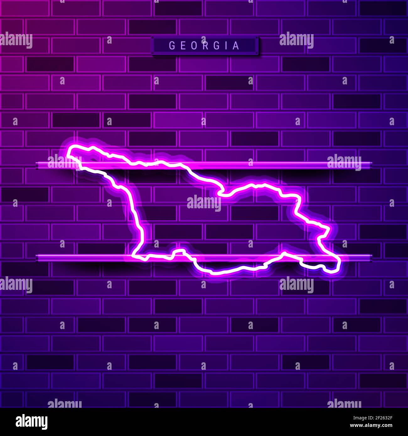Georgia map glowing neon lamp sign. Realistic illustration. Country ...