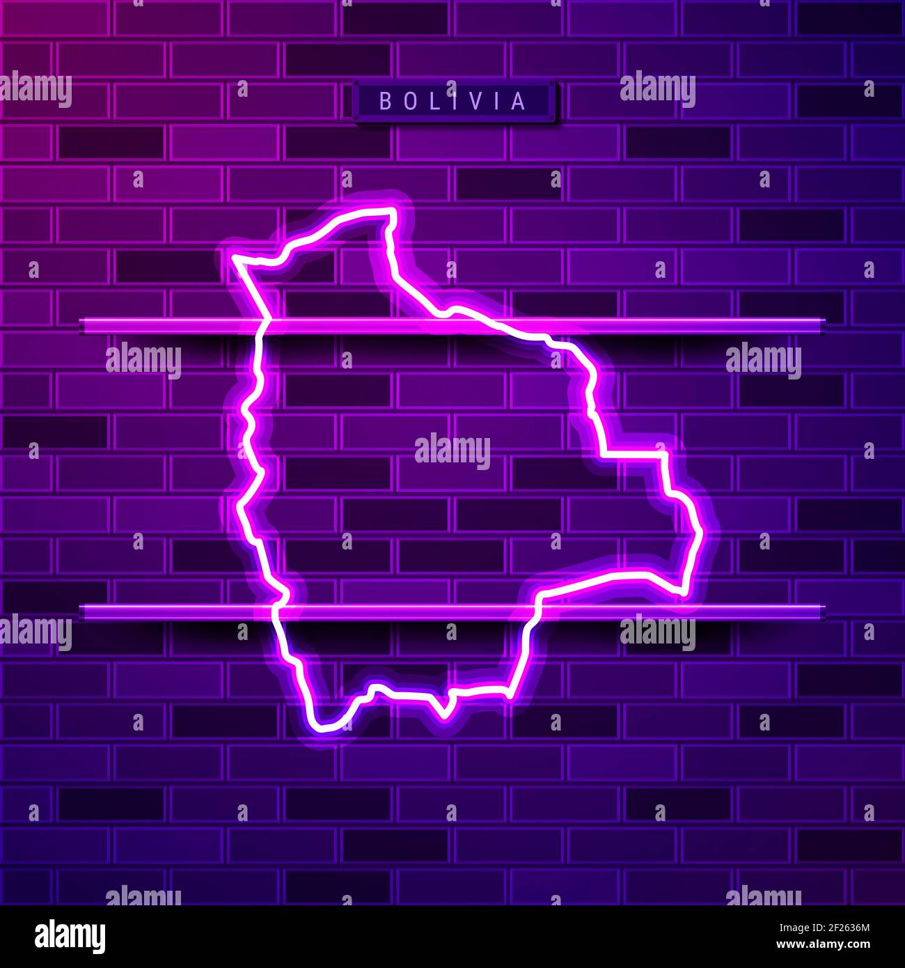 Bolivia map glowing neon lamp sign. Realistic illustration. Country ...