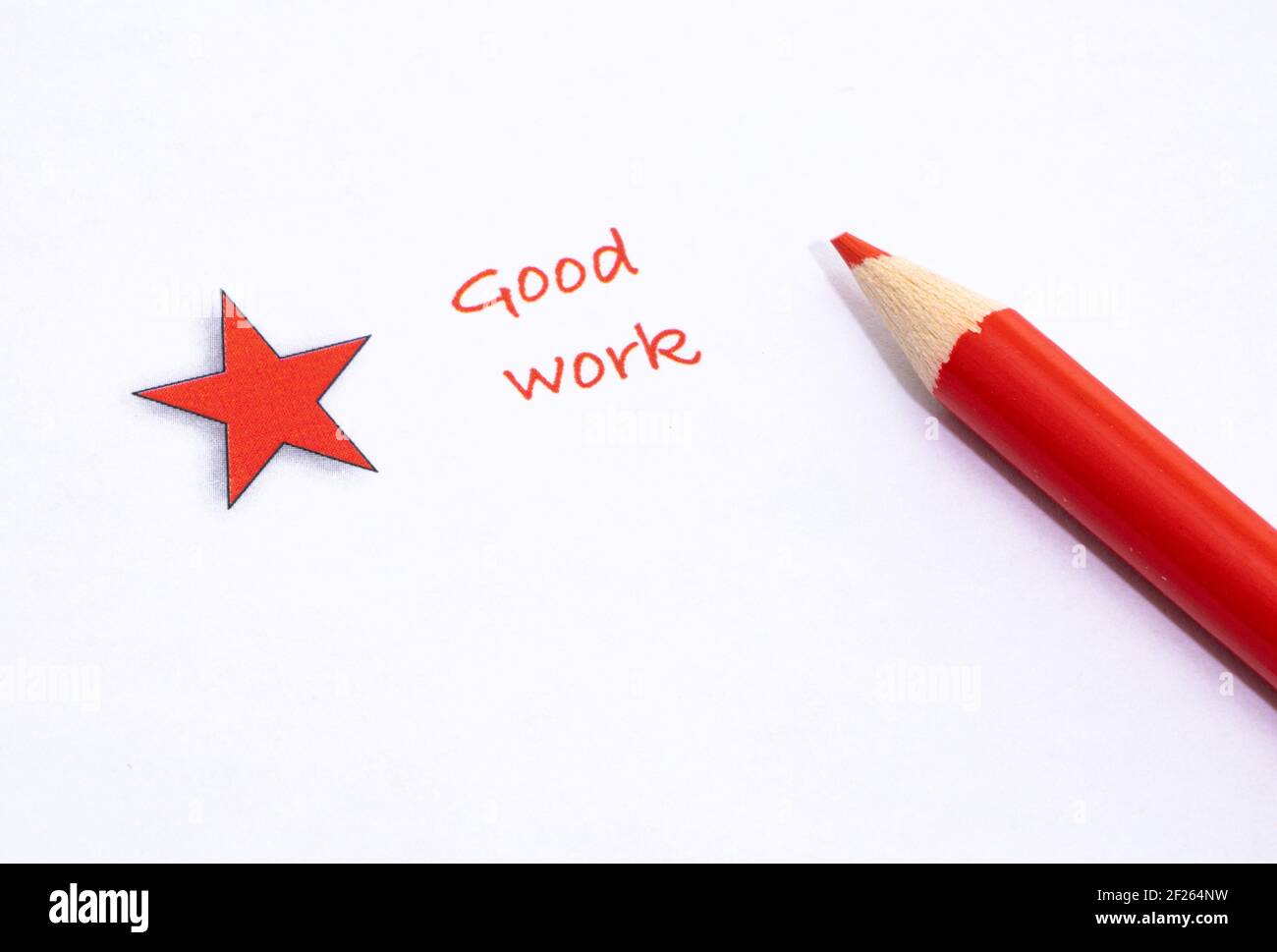 Student receives a star and good work comment - white background Stock ...