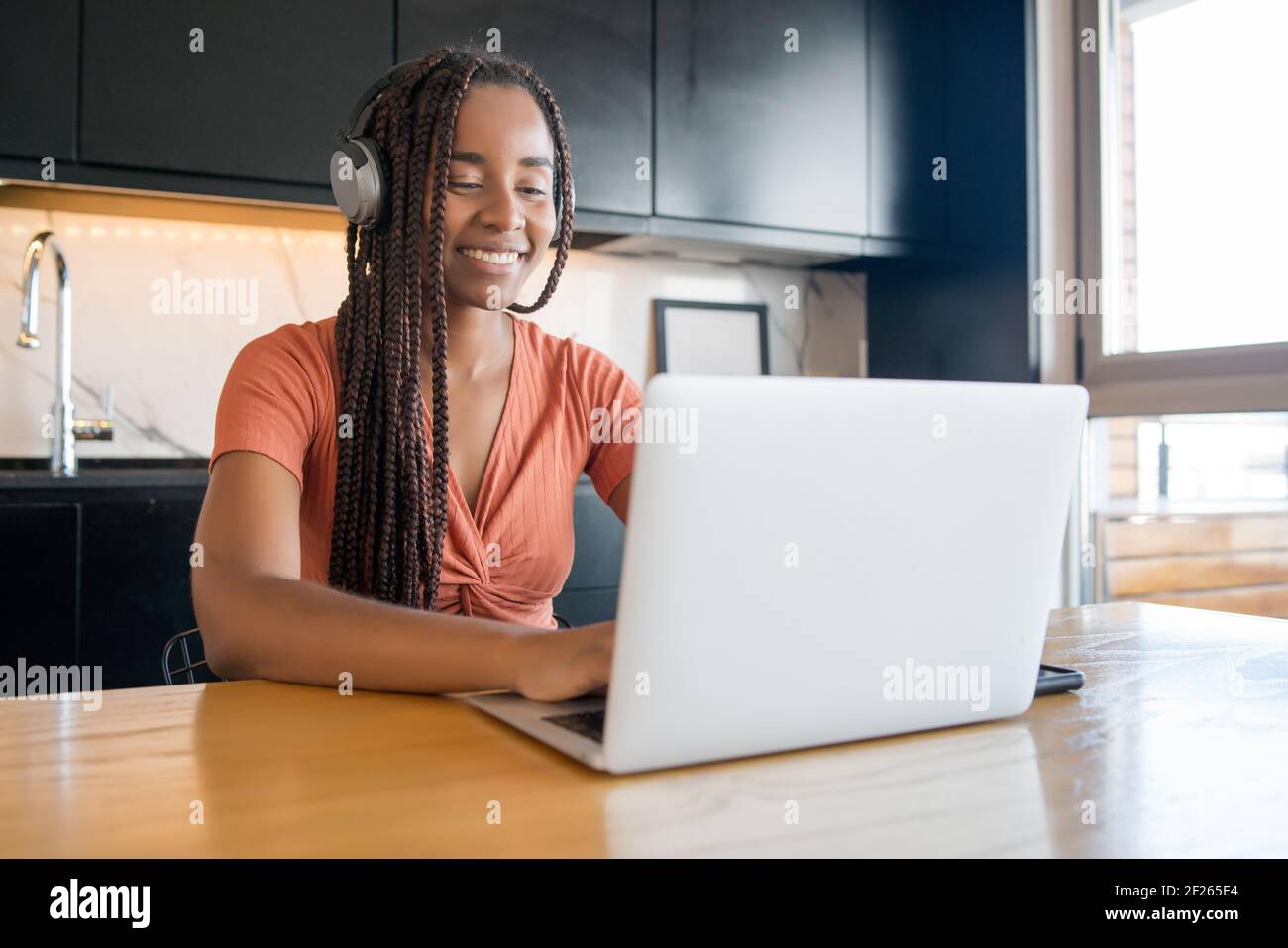Woman working at home. Home office Stock Photo - Alamy