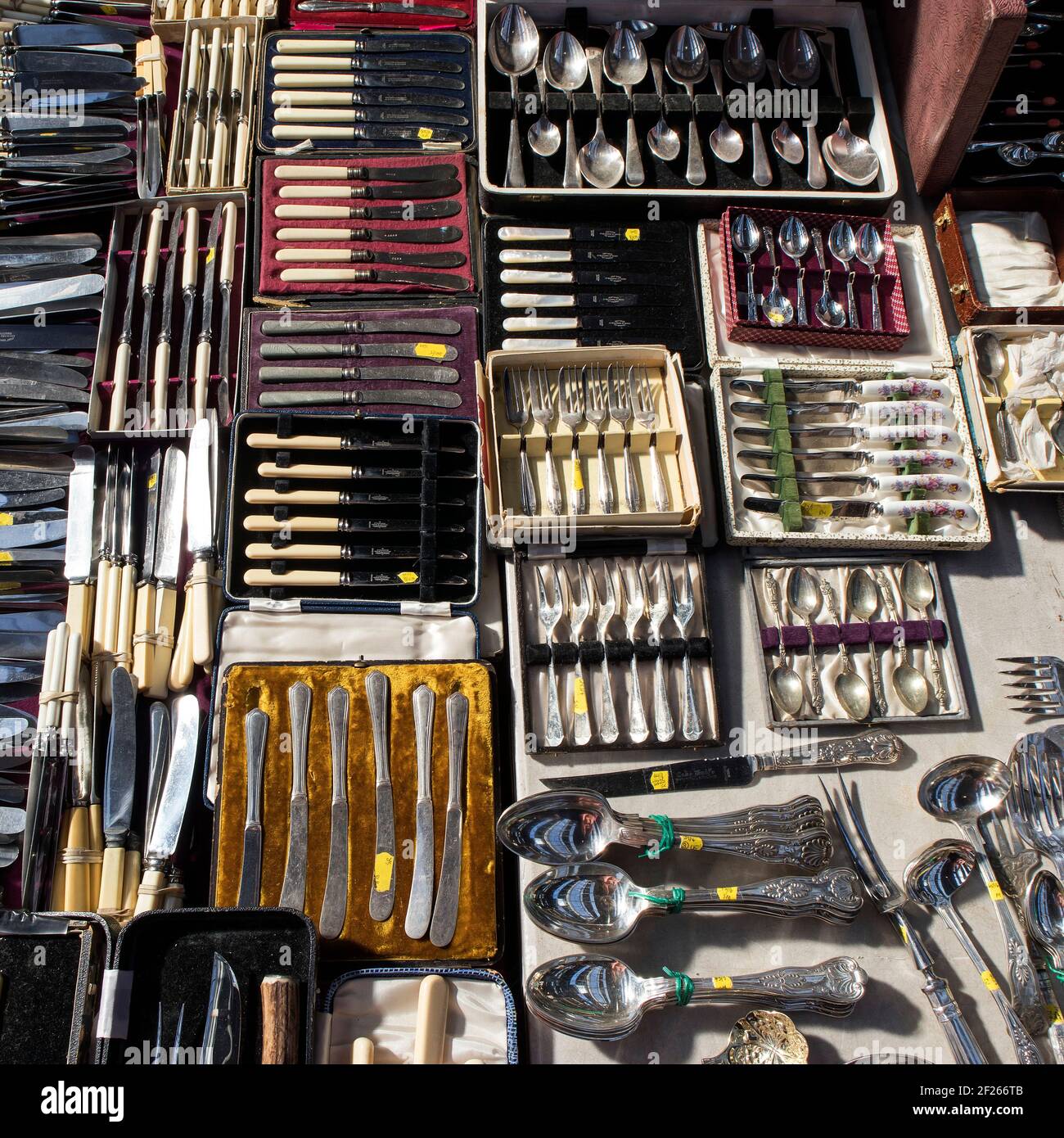 Sets of knives, forks, spoons with bone handles in boxes for sale at ...