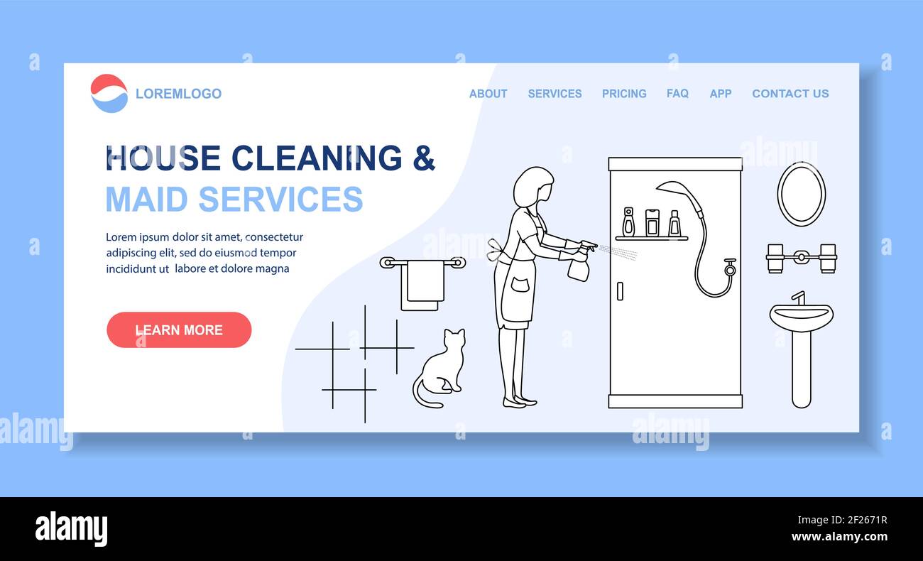 Vector illustration Apartment House Cleaning Maid service Woman washing ...