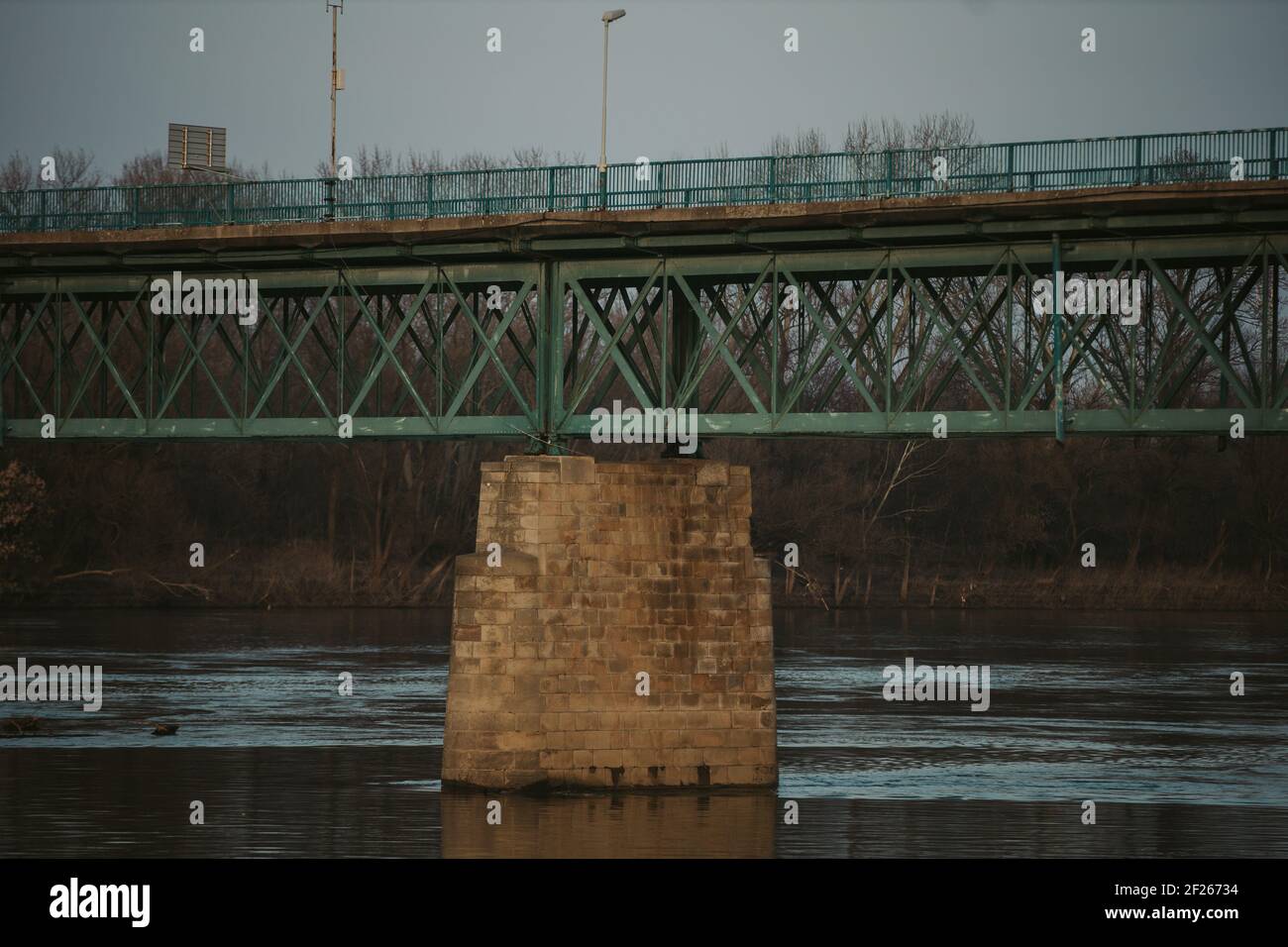 A metal structure bridge over the river Danube in Bratislava, Slovakia ...