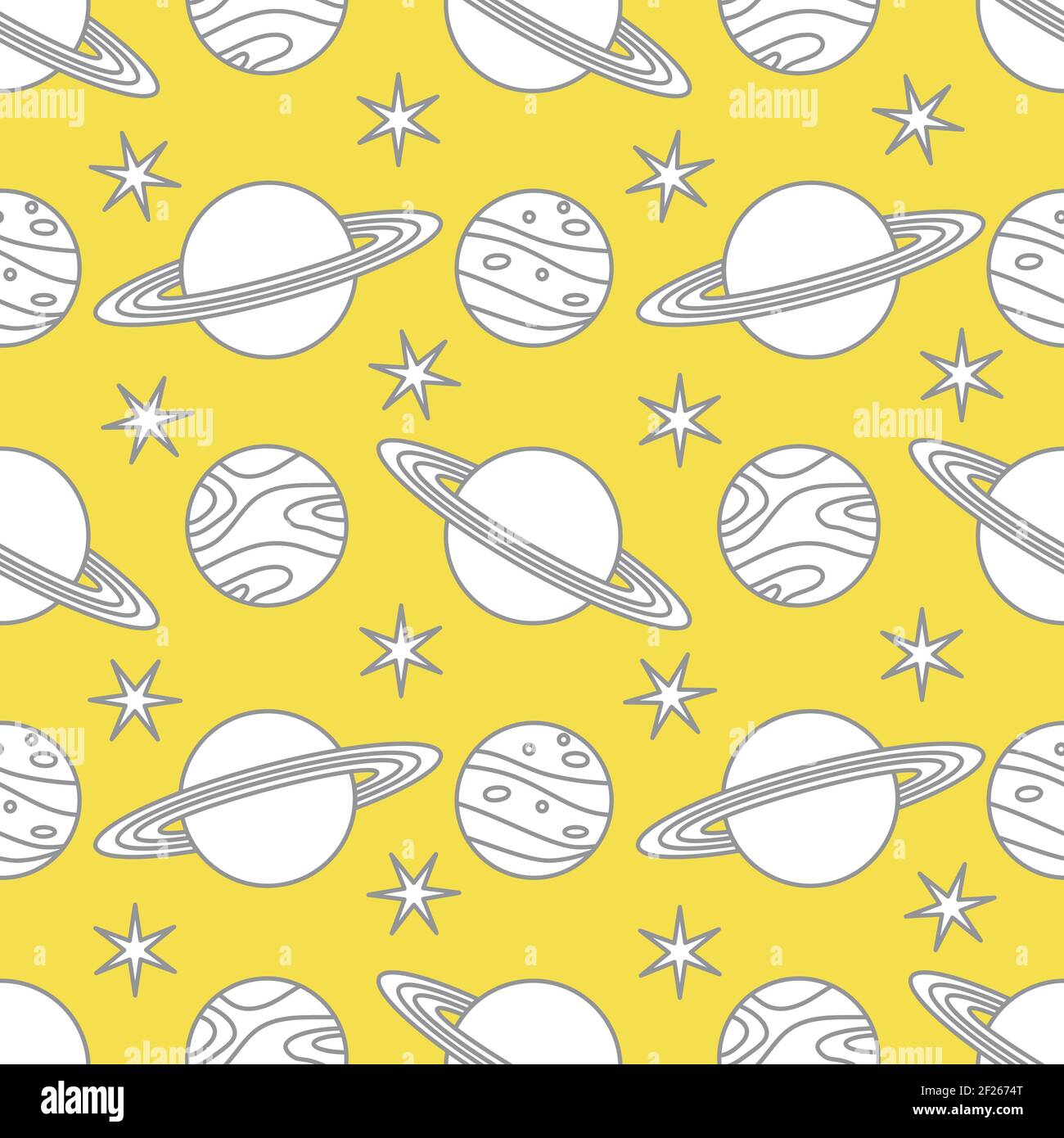 Seamless vector pattern with planets, Saturn, stars. Space exploration ...