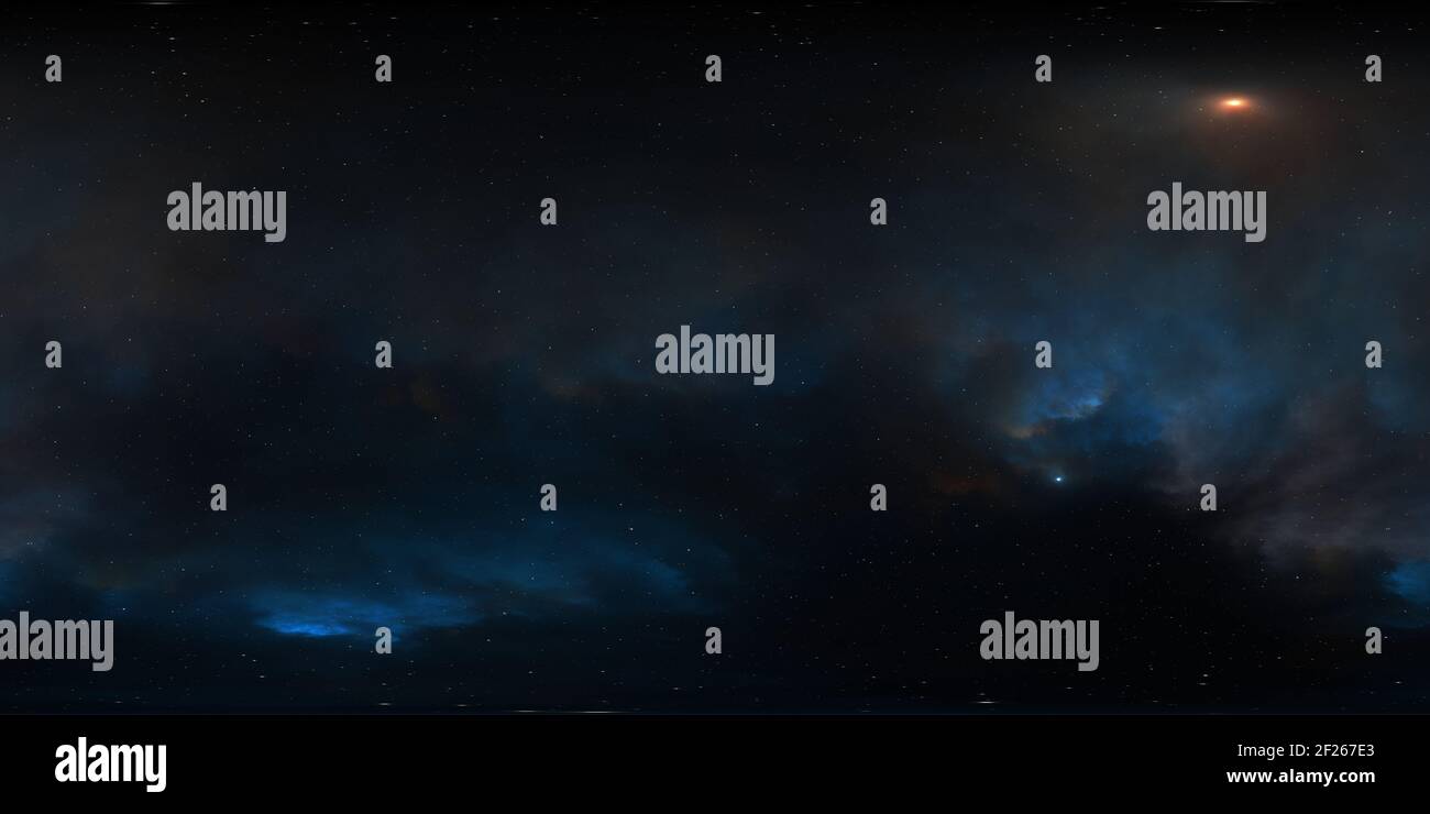 360 degree HDRI space background and nebula. Environment 360 HDRI map ...